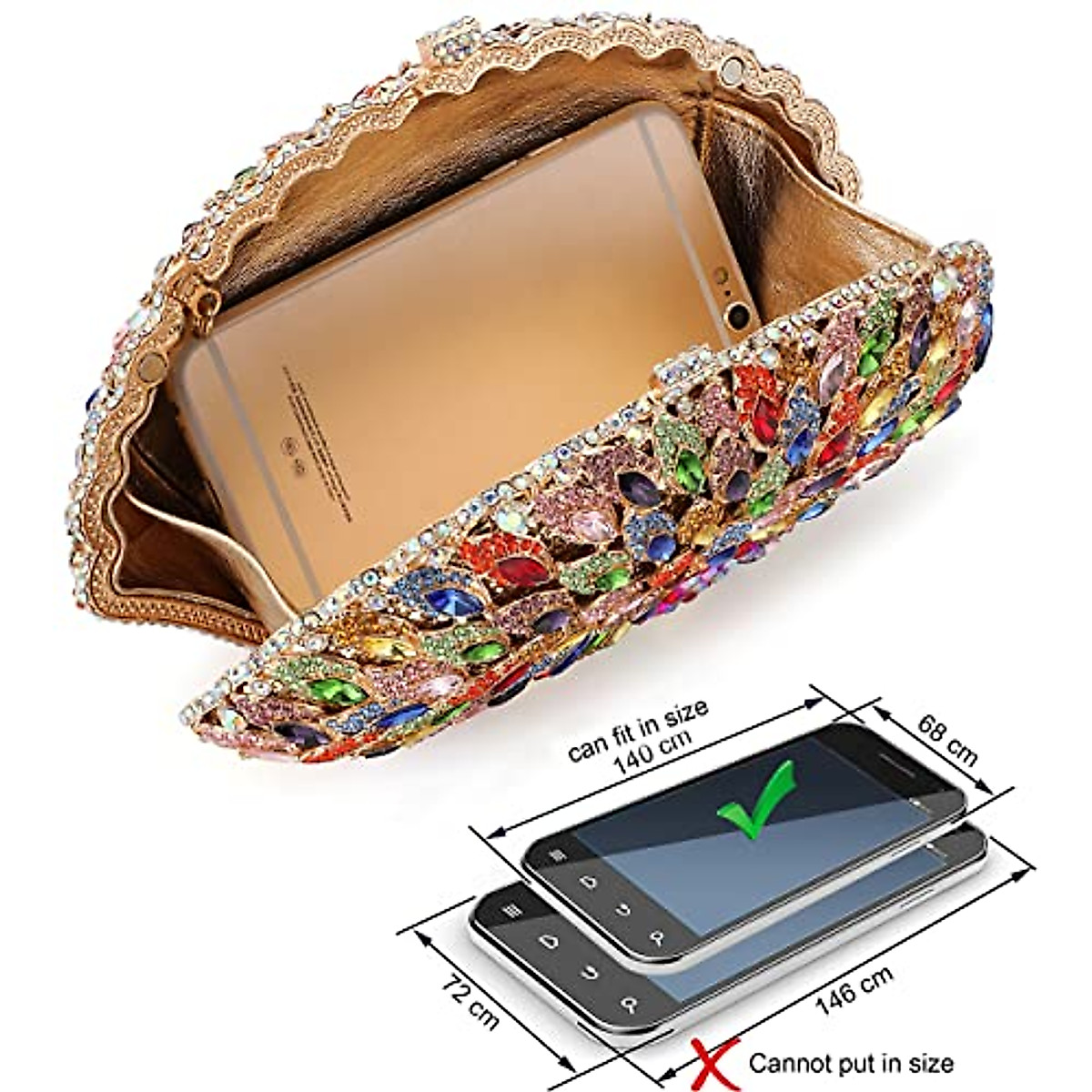 MOSSMON Crystal Evening Clutch Purses Formal Bride Wedding Party Evening Bag for Women