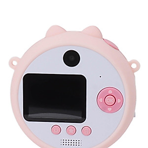 Fdit Kids Camera Abs Silicone Girls Artificial Swag Kids Video Camera with Stand for 3‑12 Years Old (Pink)