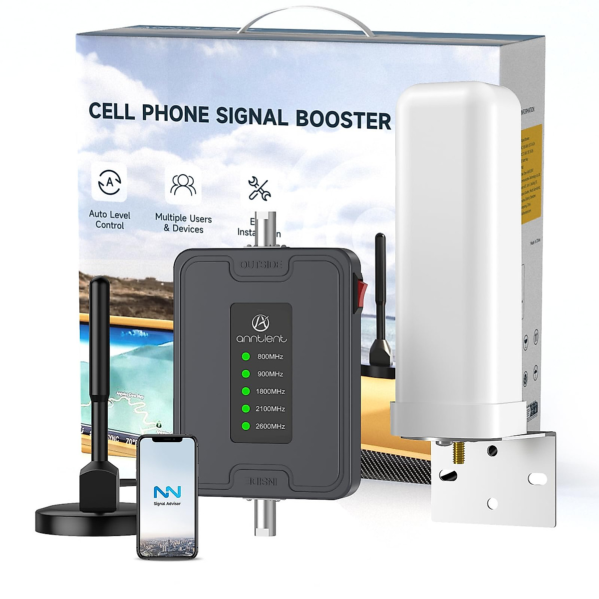 Cell Phone Signal Booster for RV | Boosts 5G 4G LTE for All U.S. Carriers - Verizon, AT&T, T-Mobile & More on Band 2, 4, 5, 12, 13 and 17 | Easy to Setup | FCC Approved