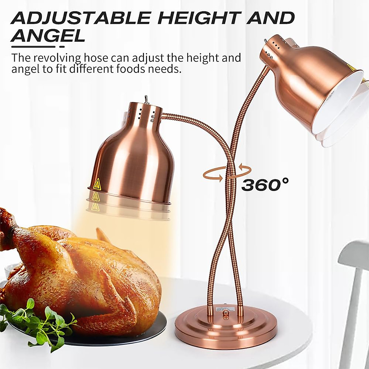 DUEBEL Dual Head Heat Lamp for Food, 360° Adjustable Pretzel Warmer, Commercial Food Warmer for Buffet, Catering, Restaurant, Parties, Holidays and Entertaining, Concession Stand Supplies