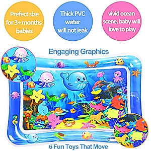 Tummy Time Water Mat Inflatable Baby Water Play mat for 3 6 9 Months Newborn Girl & Boy Early Activity Center