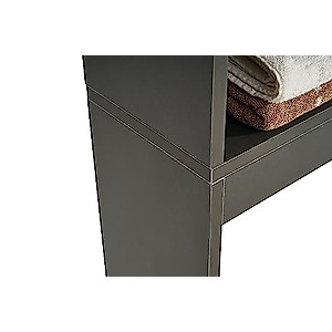 Majnesvon Toilet Bathroom Storage Cabinet Double Doors Bathroom Organizer Toilet Cabinet Freestanding Above Toilet Rack with Open Shelves and Adjustable Bottom Bar 76.8 in Black