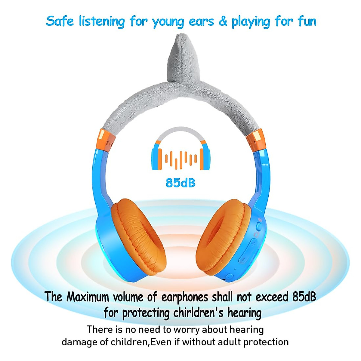 JBUNION Kids Bluetooth Headphones Toddler Wireless/Wired Headphone with MIC Bluetooth 5.3 Stereo Sound Sharing Function Adjustable 85dB Safe Volume Limited SD Card Slot Kid Headset for Home School