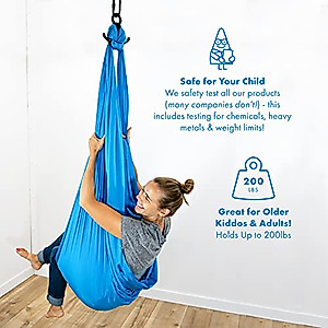 Harkla Rotary Sensory Swing with Swivel - Indoor Swing for Kids with ADHD, Sensory Toys for Autistic Children - Rock Climbing Rated Hardware and Soft Nylon Fabric for Calming Effect, Holds Up to 200lb