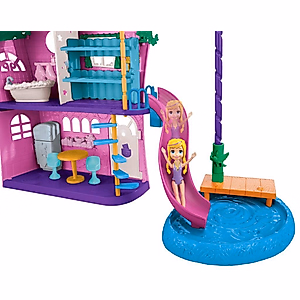Polly Pocket Lil’ Lake House with 2 Stories, Slides, Lake Accessories, Living Accessories, 3-inch Polly Doll & Her Dog Peaches; For Ages 4 and Up [Amazon Exclusive]