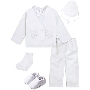 A&J DESIGN Baby Baptism Outfit Boy Christening White Suits 3-6 Months