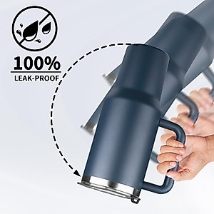 StarSpeed 40 oz Tumbler with Handle and Straw Lid | Stainless Steel Water Bottle Travel Mug Reusable Insulated Cup With Lid And Straw, Keep Cold Heat and Ice for Hours(40oz,Indigo)…