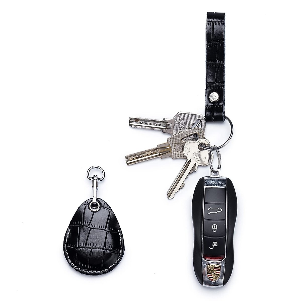 Temvue Access Card Holder RFID Key Fob Bag Key Chains NFC Smart Key Tag Card RFID Pod ID card protector common access card cover (Black)