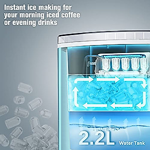 Freezimer Ice Maker Machine for Countertop, 33 lbs/24Hrs, 9 Cubes Ready in 6 Mins Self-Cleaning Electric Ice Machine with Basket and Ice Scoop,Black