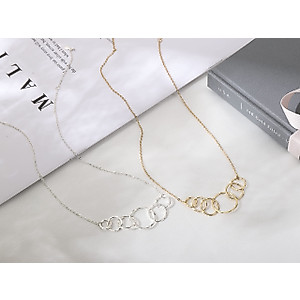 HOPE LOVE SHINE 60th Birthday Gift for Women, Mom, Wife, Sister - 60th Birthday Necklace, Jewelry 17+2", Sterling Silver, 6 Interlocking Rings