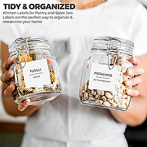 310 Pcs Kitchen Pantry Labels for Containers Preprinted with Blank and Expiration Labels, Minimalist Waterproof Labels for Spice Jars, Organizing Labels Stickers for Jars Canisters Storage Bins