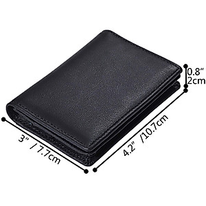 RFID Genuine Leather Bifold ID/Business Credit Card Case Holder for Men Slim Front Pocket Wallet Button(Black)