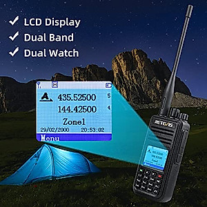 Retevis RT3S Dual Band DMR Radio, Digital Analog 2 Way Radio with GPS APRS, 3000Ch 10000 Contacts 2000mAh, Long Range Handheld Walkie Talkie for Traveling Hiking (Black 1 Pack)