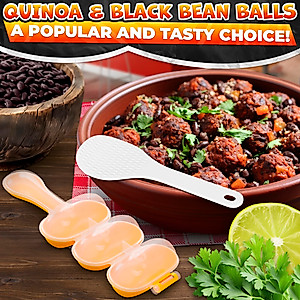 Rice Ball Mold with Spatula - DIY Sticky Rice Molds Large Ball Mold Kitchen Tool Rice Ball Maker Shake with Mini Rice Scoop - Rice Roll Shaker Ball Maker Rice Ball Maker Shake for Kids