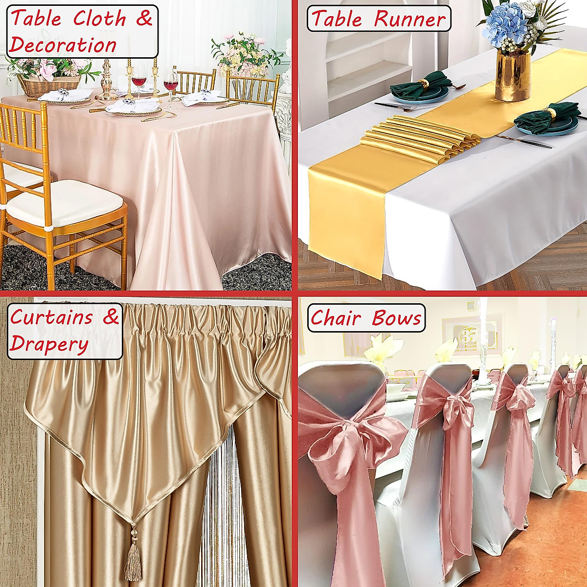 Satin Fabric | by The Yard | Luxury & Soft | 60" Wide Roll | Silky & Shiny | Decoration, Apparel, Drapery, DIY Crafts (Red, 2 Yards)