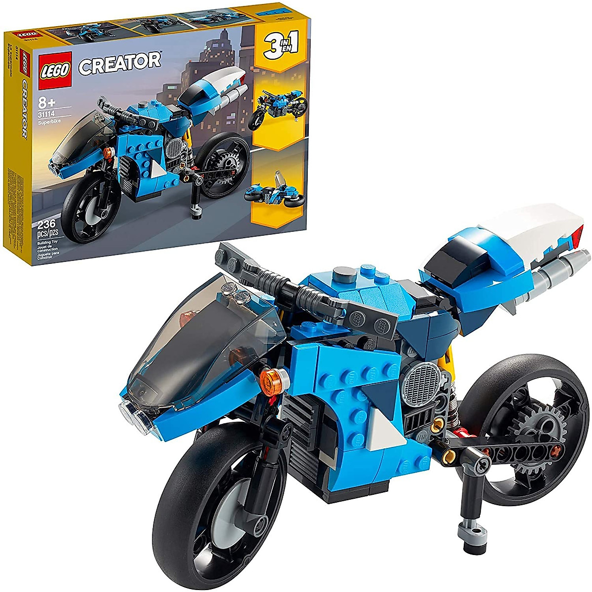 LEGO Creator 3in1 Superbike 31114 Toy Motorcycle Building Kit; Makes a Great Gift for Kids Who Love Motorbikes and Creative Building, New 2021 (236 Pieces)