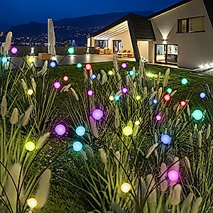 Anordsem Solar Garden Lights - 2 Pack Colorful Flashing 8 LED Solar Firefly Lights, Swaying Outdoor Decor Lights Waterproof for Garden, Patio, Yard, Flowerbed Decoration
