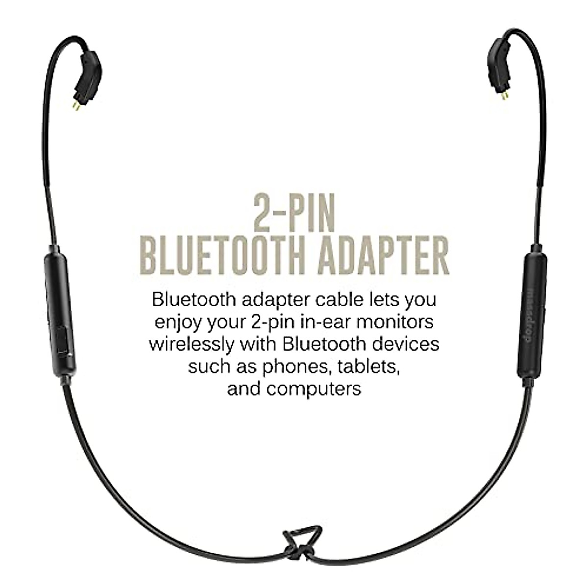 MEE audio BTN 2-Pin Bluetooth Wireless Adapter Cable with Qualcomm aptX for Massdrop and Other 2-pin in-Ear Monitors