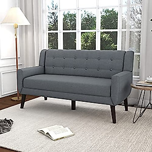UIXE Sofa Couch, Modern Loveseat and Upholstered Sofa with 2 Pillows,Sofa Couch for Living Room with Wooden Legs, 2 Seater Sofa Couch for Bedroom Home Office Apartment