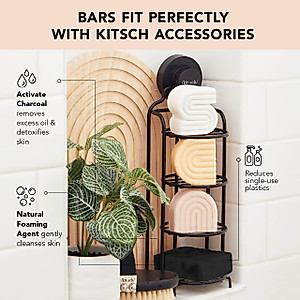 Kitsch Charcoal Soap Bar - Black Soap Bar for Detoxifying Skin | Charcoal Bar Soap for Men | Activated Charcoal Soap for Women Made in USA | Carbonic Soap Bar & Vegan Black Bar Soap for Oily Skin, 4oz