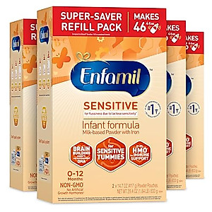 Enfamil Sensitive Baby Formula with DHA, Iron & Prebiotics to help support Brain & Immune Support. Lactose Sensitivity Infant Formula Inspired by Breast Milk, Non-GMO, Powder Refill Box, 117.6 Oz
