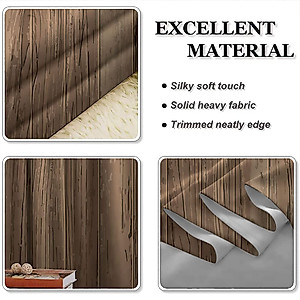 Wooden Texture Background Wallpaper Blackout Curtains – Thermal Insulated, Energy Saving & Noise Reducing Bedroom and Living Room Curtains, W72 x L72 Inch