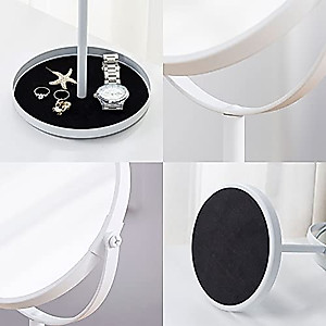 Ettori Makeup Mirror Dual Sided Vanity Mirror, 1X and 5X Magnification, 360 Swivel Round Mirror, No Light, White