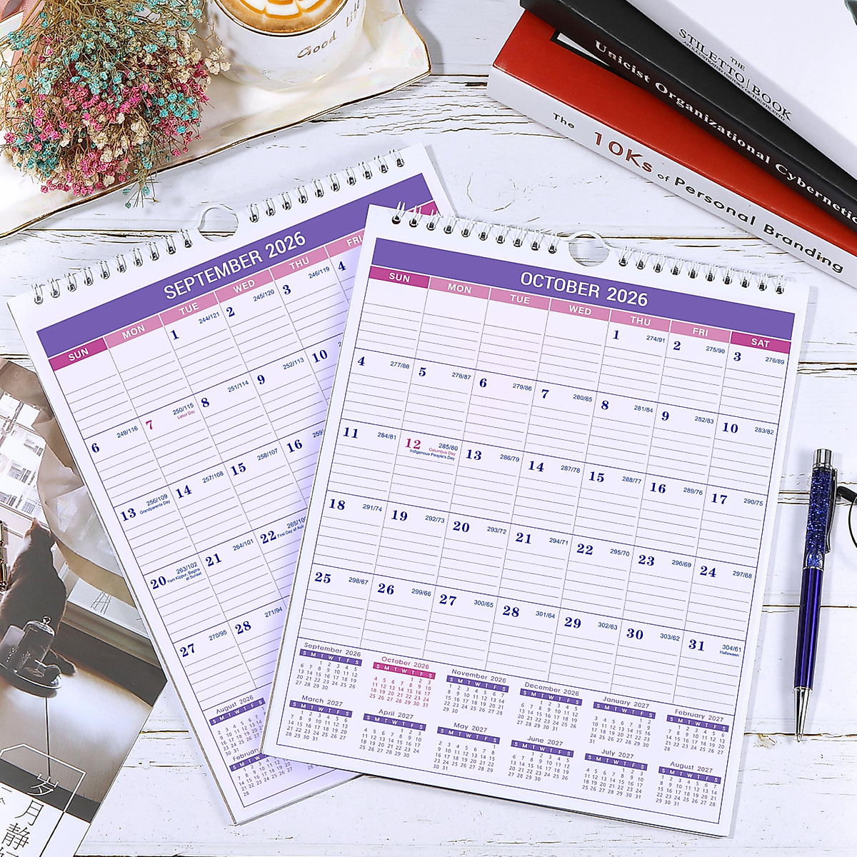 2023-2024 Wall Calendar - 18 Months Calendar 2023-2024 from Jan. 2023 - Jun. 2024, 8.5" x 11", Twin-Wire Binding, Ruled Blocks with Julian Dates, Perfect Wall Calendar for Organizing