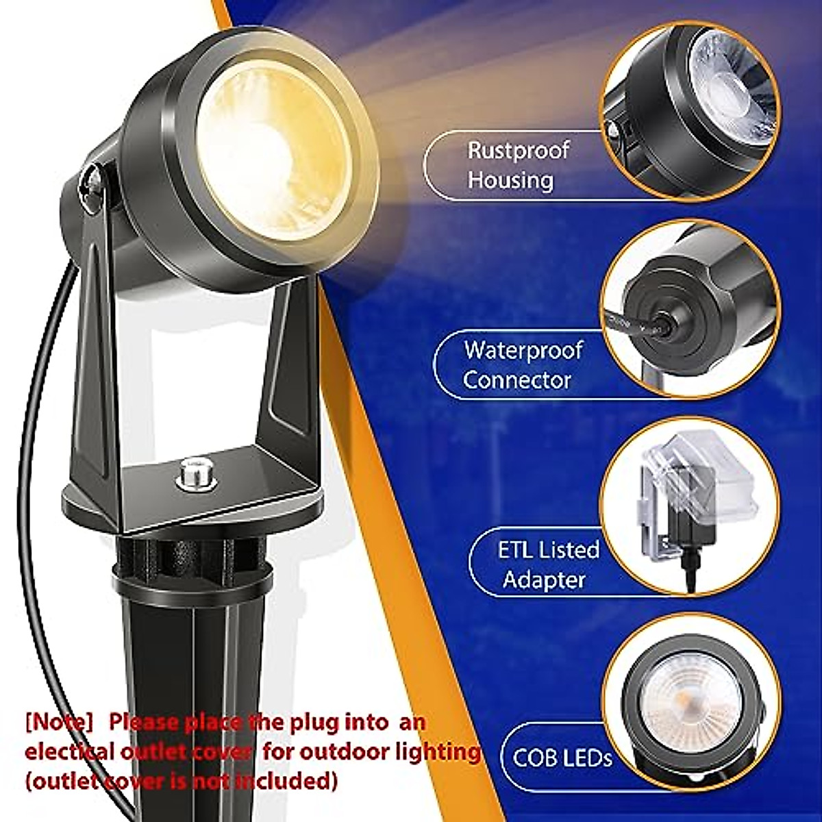 APONUO 76FT Low Voltage Led Landscape Light, Landscape Lights with Transformer Waterproof Landscape Lighting Kit Warm White 12W Landscape House Light for Yard, Lawn, Tree (6 Lights)