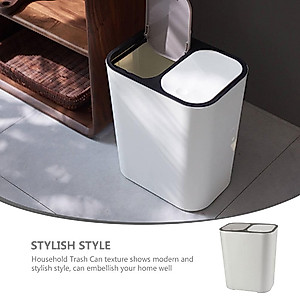 MAGICLULU Dual Trash Can Dry and Wet Separation Trash Can Plastic Garbage Can with Lid Kitchen Sorting Trash Can 2 Compartments Garbage Waste Can Dustbin Rubbish Box 15L