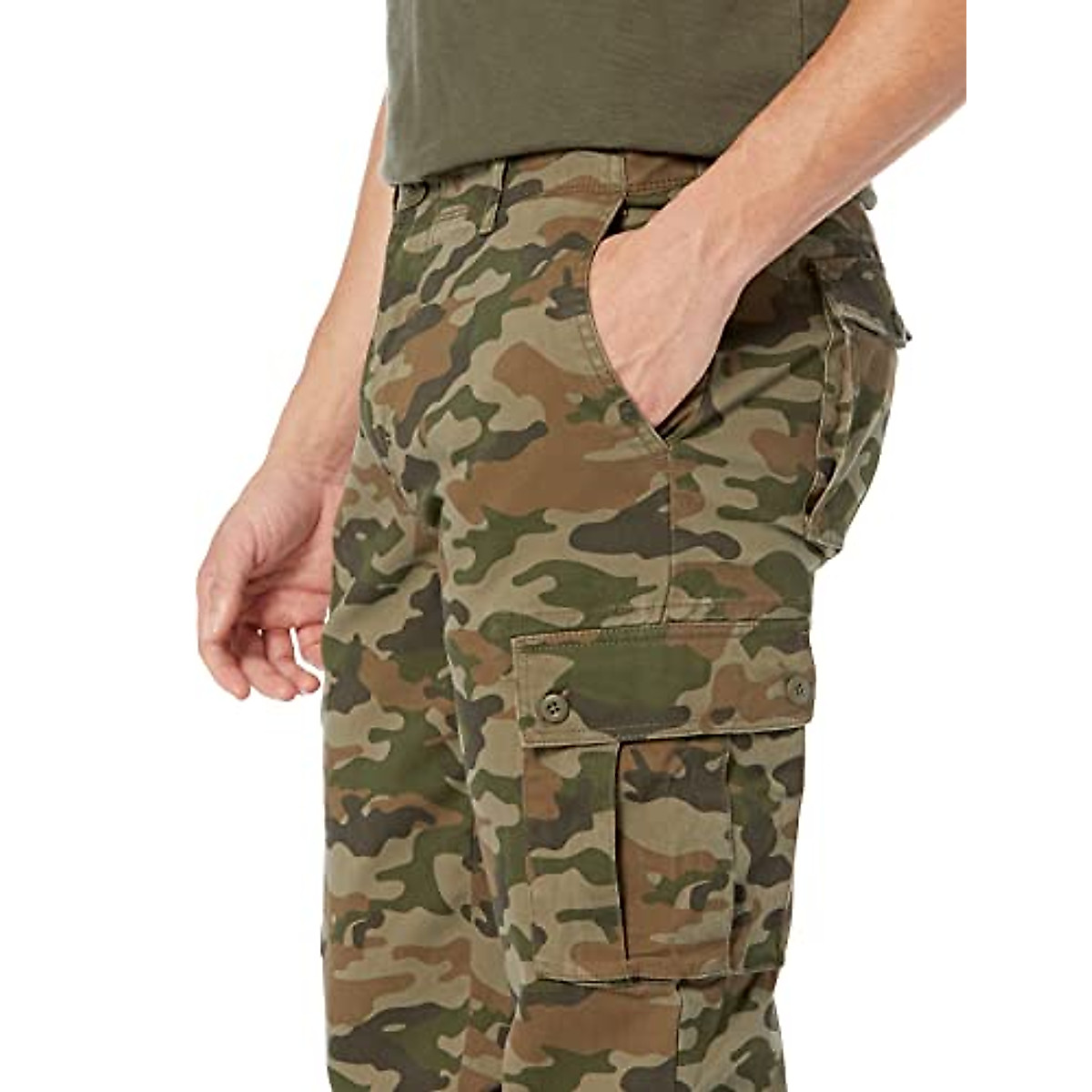 Amazon Essentials Men's Slim-Fit Stretch Cargo Pant (Available in Big & Tall), Green Camo, 30W x 30L