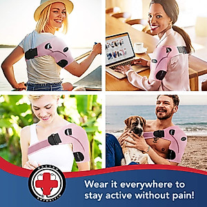 Doctor Developed Shoulder Brace - Comfortable Bursitis Shoulder Brace - Rotator Cuff Shoulder Brace for Pain Relief - Compression Shoulder Brace for Women & Men With Doctor Handbook (Pink)