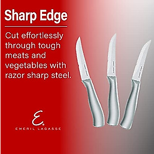 Emeril Lagasse 4-Piece 4.5” Stainless Steel Steak Knife Set - Slice Effortlessly through Fruits, Meats, & Veggies