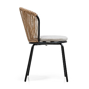 KEIKI Rattan Patio Chairs Set of 2,Outdoor Indoor Dining Armchair for Porch Backyard Garden