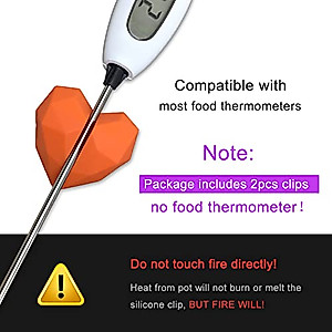 2Pcs Silicone Non-Scratch Pot Clip, Candy Thermometer Pot Clip for Candy Making, Hand-Free Holder to Measure Temperature of Candy, Oil, Milk, Chocolate, Candle, Deep Fryer and Cooking Melting Pot