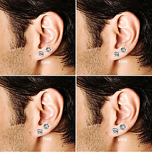 Jstyle 2 Pairs Stainless Steel Magnetic Stud Earrings for Men Women Non-piercing CZ Hypoallergenic 8mm