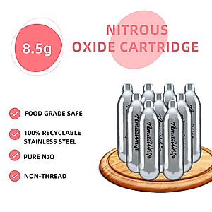 AmazWhip 8.5g Cream Chargers, Whipped Cream Cartridge PACK OF 50 For Whip Cream Charger Dispensers (50 pack)