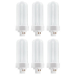 GE (6 Bulbs) Cool White 26 watt Plug-in CFL GX24q-3 Base, 5.2 inch F26TX, 4100K Cool White, 1800 Lumen, Compact Fluorescent Light Bulb