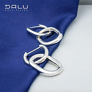 DALUDALU S925 Sterling Silver Chain Link Dangle Drop Earrings Chunky Paperclip Convertible Link Huggie Earrings Circle Hypoallergenic No-Nickel Hoop Earrings for Women Sensitive Ears