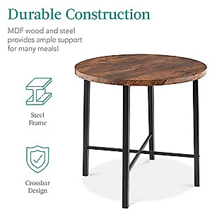 Best Choice Products 5-Piece Modern Round Counter Height Dining Set for Home Kitchen, Dining Room w/ 4 Chairs, 1.5in Thick Table - Brown