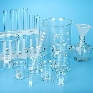 PATIKIL 10ml Low Form Glass Beaker, 3.3 Borosilicate Glass Graduated Printed Scale Measuring Cups with Spout for Kitchen Lab Liquids Transit Boiling