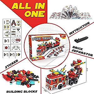 Innorock Construction Building Toys for Kids - 25 in 1 Fire Truck Boat Helicopter Car Toy Building Blocks Model Kit Educational STEM Activities Gifts for Boys Girls Teen Age 6 7 8 9 10 11 12 Year Old