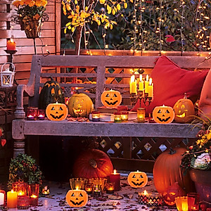 NUOBESTY Halloween Candy Bucket, 8pcs Small Halloween Pumpkin Bucket Trick or Treat Bucket Pail Water Bucket Party Candle Holder |3.35 x 2.17 x 1.77 inches