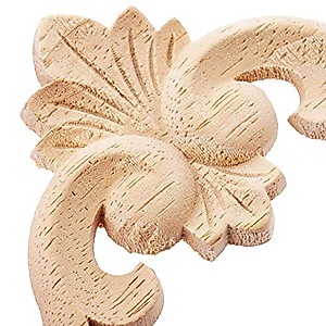4-Pack Wood Carved Appliques Onlay Decal for Furniture, 6x6cm/2.36"x2.36", Corner Decal for Desk Cabinet Mirror Dresser Drawer Home Decoration