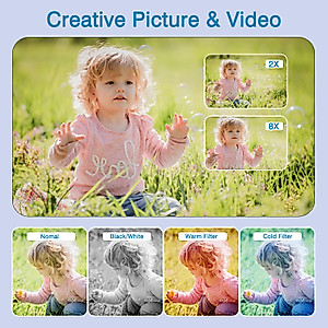 PUMIUI Digital Camera,48MP Kids Camera FHD 1080P,Vlogging Camera,Rechargeable Mini Camera with 32GB Card,Compact Portable Mini Rechargeable Camera Gifts for Students Teens Girls Boys Light-Blue