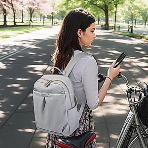 GOLF SUPAGS Women Laptop Backpack Fashion College Work Bag Travel Backpacks Fits 15 Inch Notebook (Pale Gray)