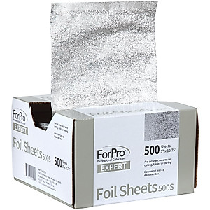 ForPro Professional Collection Expert Embossed Foil Sheets 500S, Aluminum Foil, Pop-Up Foil Dispenser, Hair Foils for Color Application and Highlighting Services, Food Safe, 5"W x 10.75"L, 500-Count