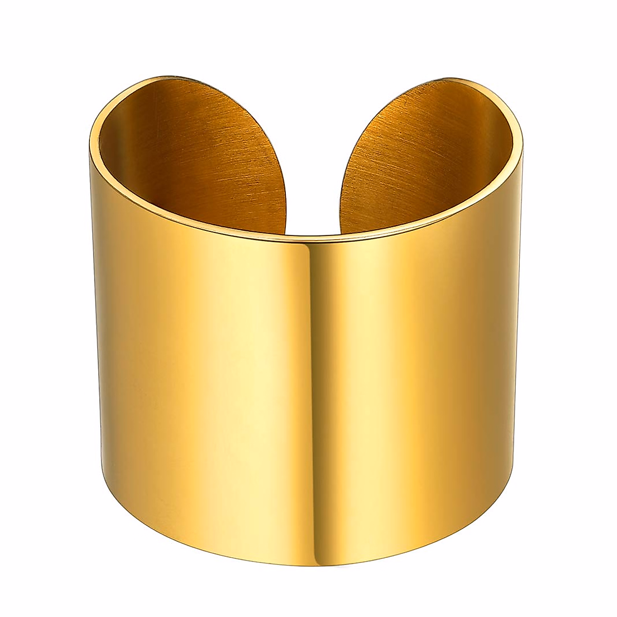 GOLDCHIC JEWELRY Gold Wide Cuff Rings for Women, Polished Statement Band For Women Thumb Ring Men Big Party Stacking Finger Rings Adjustable Plain Open Ring