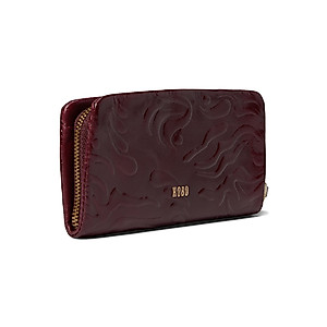 HOBO Eliza Small Zip Around Wallet For Women - Leather Construction With Interior Key Clip, Functional and Charming Wallet Merlot One Size One Size