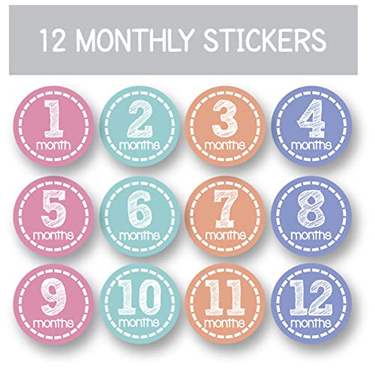 Baby Monthly Stickers Girl Milestone Month - Newborn Infant Shower Gift Keepsake (Set of 36)